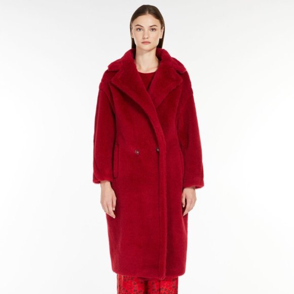 MaxMara | Jackets & Coats | Max Mara Red Teddy Bear Icon Coat | Poshmark